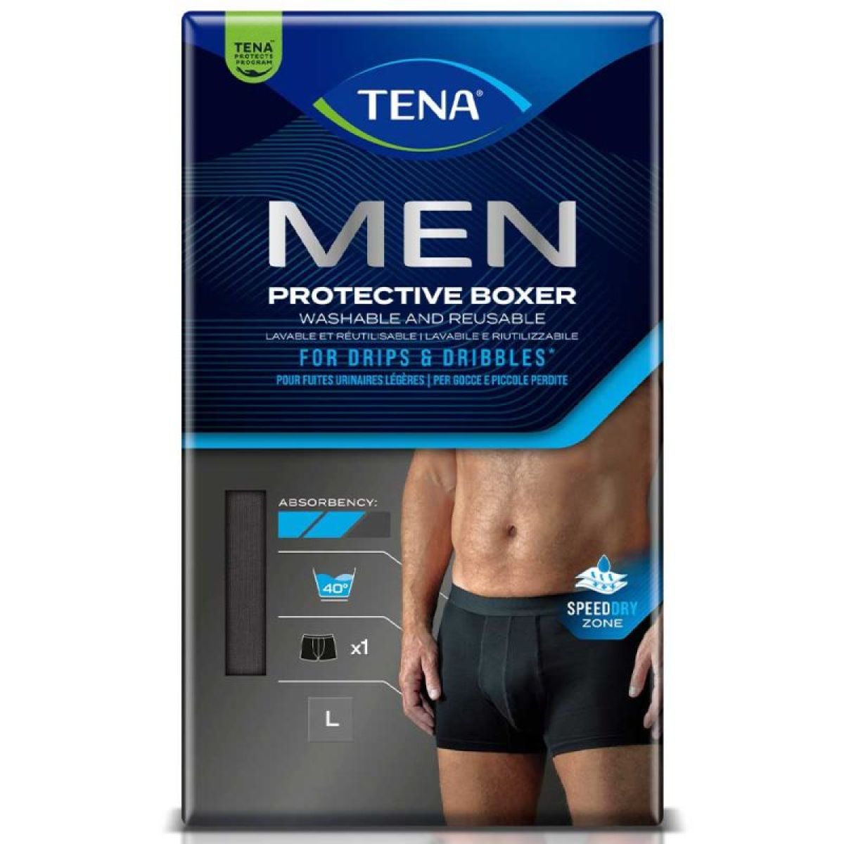 TENA Men Protective Boxer - Taille L - 1 Boxer Lavable Noir - Pour ...