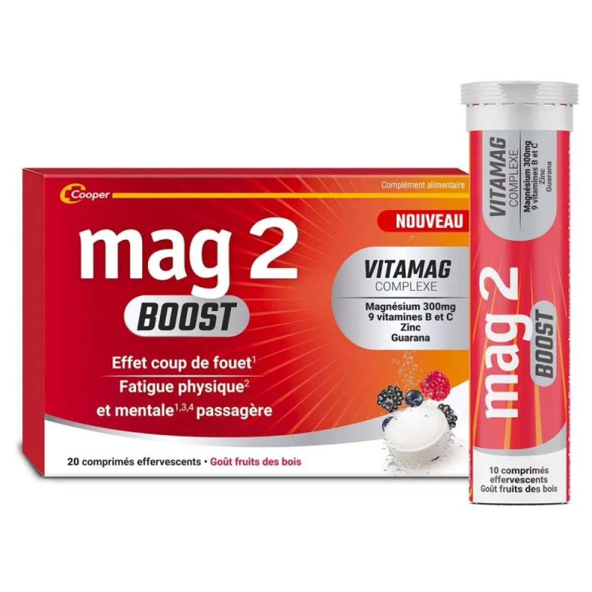 Mag 2 Boost - 20 Comprimés Effervescents - Goût Fruits des Bois ...