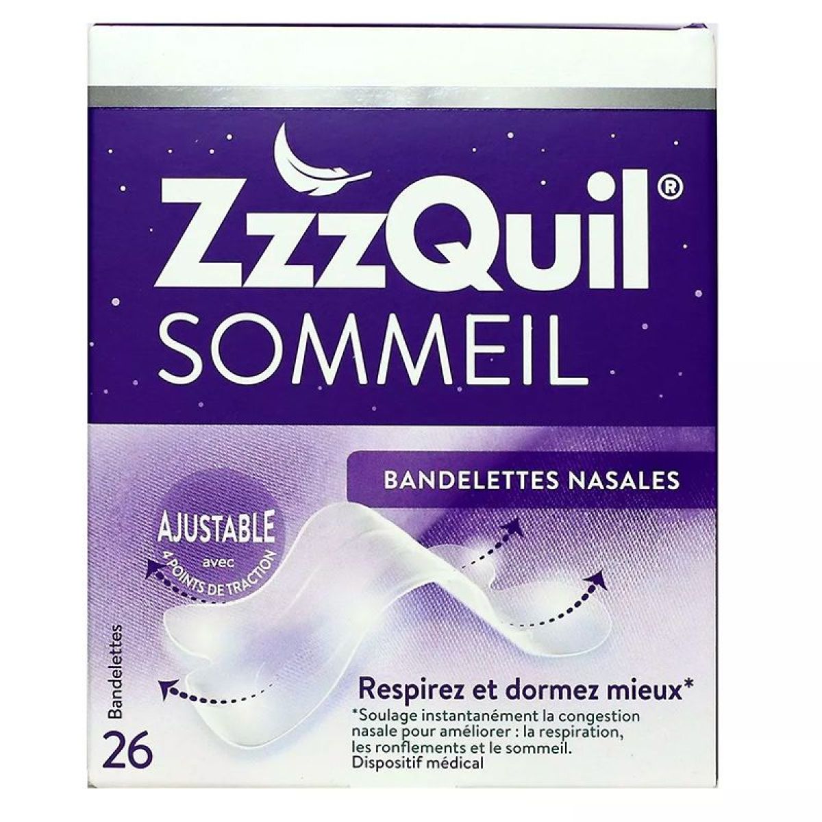 Zzzquil Sommeil Bandelettes Nasales - 26 Bandelettes - Améliore la ...