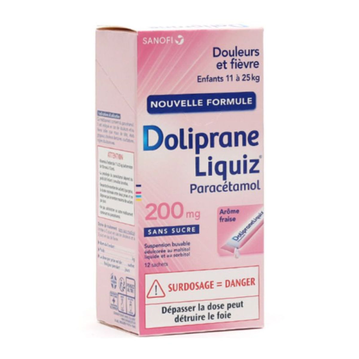 Doliprane Liquiz 200mg sans sucre suspension buvable 12 sachets ...
