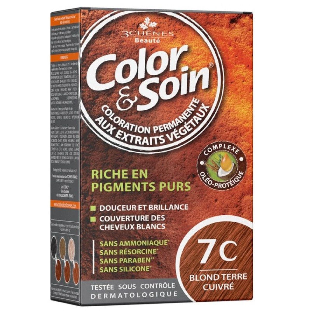 Coloration Permanente Color & Soin Les 3 Chênes - N°7C Blond Terre Cuivré