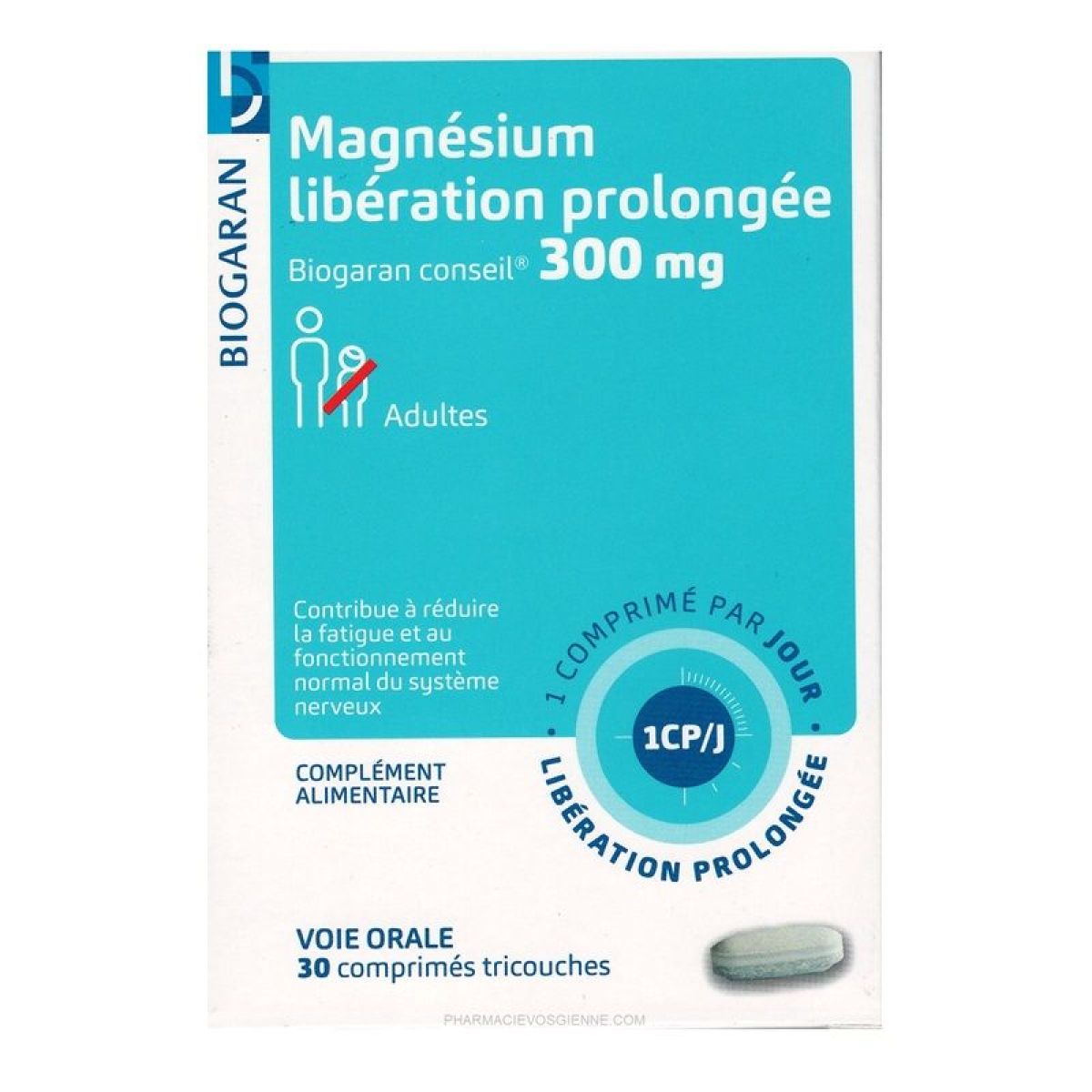 Magnésium 300mg Libération Prolongée Biogaran - 30 Comprimés