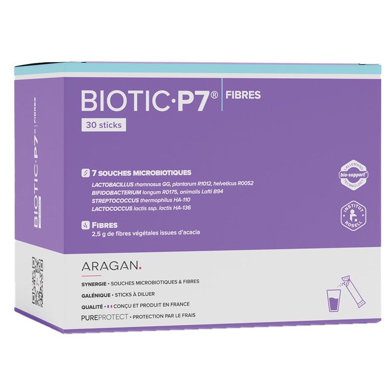 Aragan Biotic P7 Fibres 30 sticks à diluer - Souches microbiotiques et ...